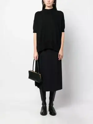JIL SANDER Ribbed Cashmere Knitted Top - Black