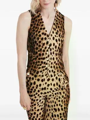TEMPERLEY LONDON Nemera Leopard Print Cropped Waistcoat