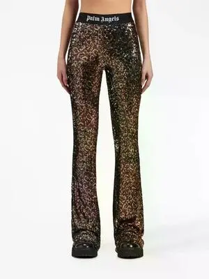 Palm Angels Logo Tape Sequin Flared Trousers