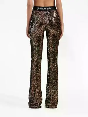 Palm Angels Logo Tape Sequin Flared Trousers