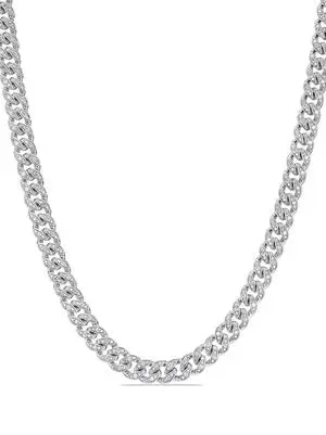 David Yurman Sterling Curb Chain Diamond Necklace - Silver