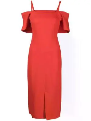 Victoria Beckham Off-shoulder Midi Dress - Red