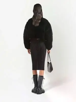 Prada Velvet Down Jacket With Removable Sleeves - Black