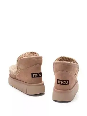 Mou Suede Ankle Boots With Shearling Lining - Neutrals