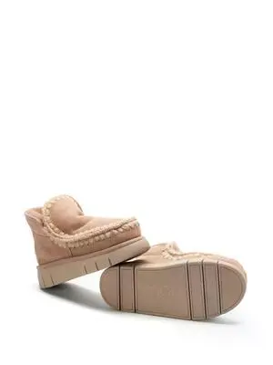 Mou Suede Ankle Boots With Shearling Lining - Neutrals