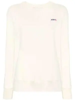 AUTRY Logo Patch Cotton Sweatshirt - Neutrals