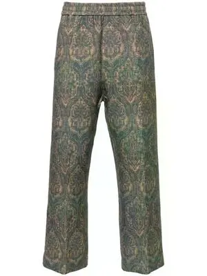PIERRE-LOUIS MASCIA Graphic Print Wool Flannel Trousers - Blue