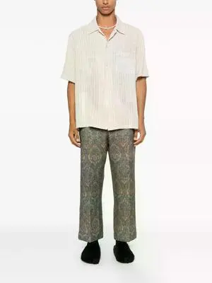 PIERRE-LOUIS MASCIA Graphic Print Wool Flannel Trousers
