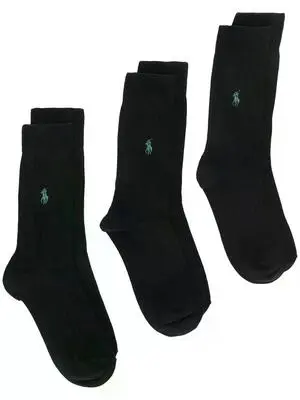 Polo Ralph Lauren Set Of Three Ankle Socks - Black
