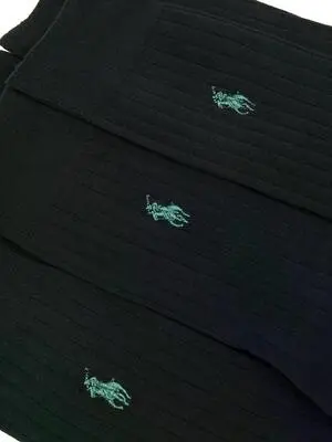 Polo Ralph Lauren Set Of Three Ankle Socks - Black