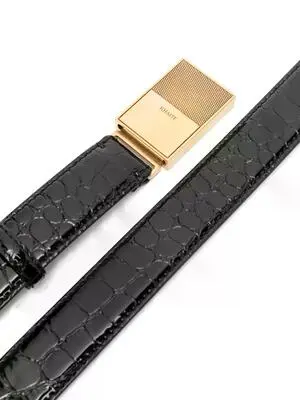 Khaite Embossed Leather Belt With Gold-tone Buckle