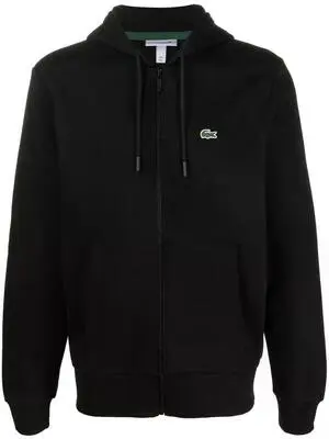 Lacoste Appliqué-logo Zip-up Hoodie - Black