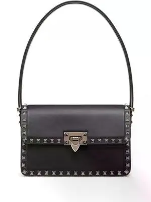 Valentino Garavani Rockstud Leather Shoulder Bag - Black
