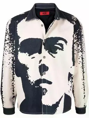 424 Graphic Print Cotton Jacket - White