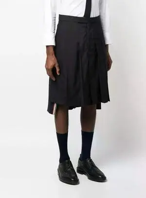 Thom Browne 4-bar Woollen Pleated Skirt