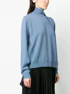 Fendi Appliqué Logo High Neck Wool Blend Sweater
