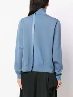 Fendi Appliqué Logo High Neck Wool Blend Sweater