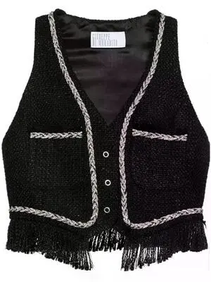 Giuseppe Di Morabito Rhinestone Embellished Bouclé Vest - Black
