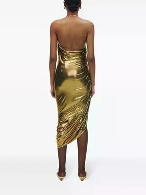 Marc Jacobs Metallic Draped Halterneck Midi Dress