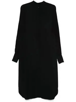 THOM KROM Crepe Midi Dress With Sheer Panels - Black