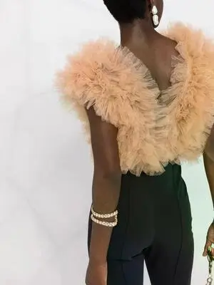 Alchemy Fashions X Lia Aram Organza Ruffle Bodysuit - Neutrals