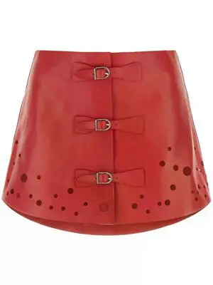 DURAZZI MILANO Perforated Leather Miniskirt - Red