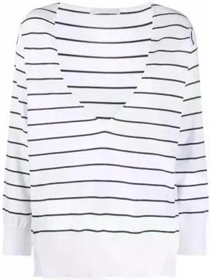 Fabiana Filippi Striped Plunge Neck Jumper - White