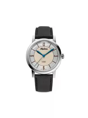 ALPINA Stainless Steel Calfskin Leather Strap Automatic Watch - Silver