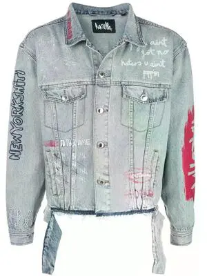 HACULLA. Embroidered Denim Jacket - Black