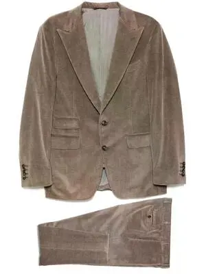 Canali Corduroy Single-breasted Suits - Brown