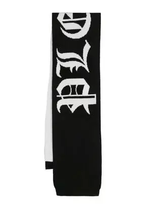 Philipp Plein Gothic Plein Intarsia Knit-logo Scarf - Black