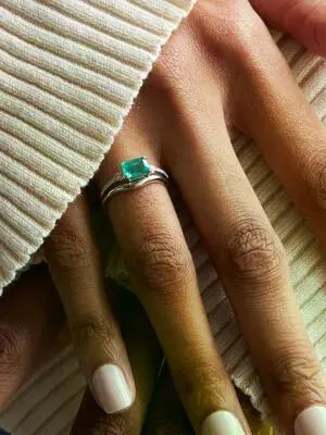 DINNY HALL 14k White Gold Emerald And Diamond Ring
