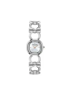 FERRAGAMO Ferragamo Double Gancini Jewel 25mm Watch Silver