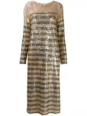 IN THE MOOD FOR LOVE Bettina Sequined Midi Dress - Gold