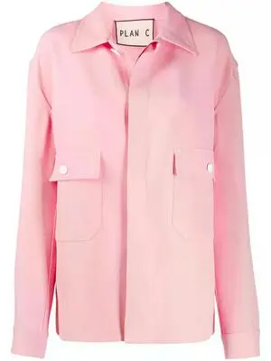 Plan C Oversized Shirt Jacket - Pink