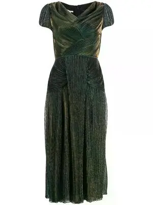 Marco De Vincenzo Pleated Metallic Evening Dress