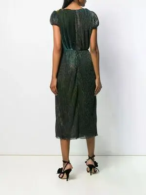 Marco De Vincenzo Pleated Metallic Evening Dress