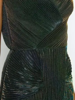 Marco De Vincenzo Pleated Metallic Evening Dress