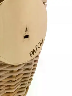 PATOU Wicker Bucket Bag With Gold-tone Logo Plaque - Neutrals