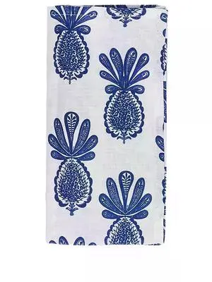 La DoubleJ Pineapple-print Linen Napkins - White