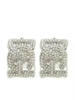 Dolce & Gabbana Logo Crystal-embellished Earrings - Silver
