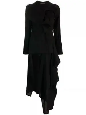 Yohji Yamamoto Ruffle-detail Asymmetric Coat