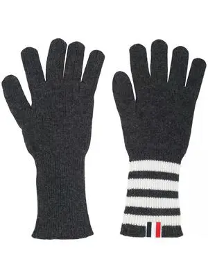 Thom Browne 4-bar Cashmere Gloves - Grey