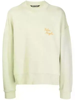 Palm Angels Logo-embroidered Sweatshirt - Green