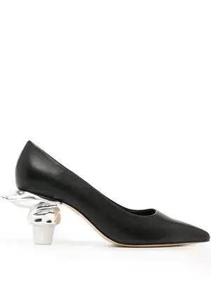 Mihara Yasuhiro Leather Pumps With Sculptural Heel - Black