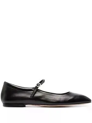 AeydĒ Mary Jane Leather Ballerina Shoes - Black