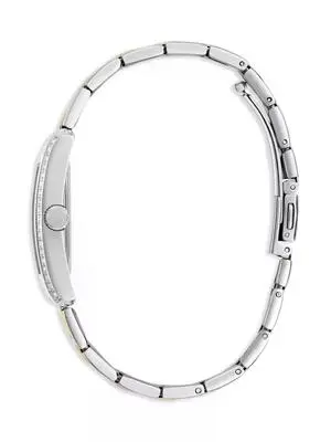 Guess Analog Stainless Steel Link Bracelet Watch With Emerald Dial And Crystal-encrusted Bezel