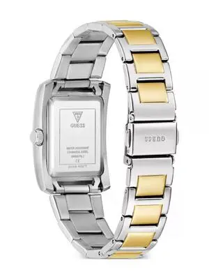 Guess Analog Stainless Steel Link Bracelet Watch With Emerald Dial And Crystal-encrusted Bezel
