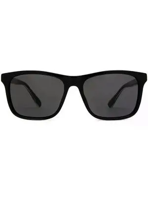 Gucci Web-stripe Square-frame Sunglasses - Black