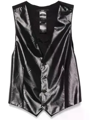 SAPIO Nº12a Wool Blend Waistcoat With Faux Leather Panelling